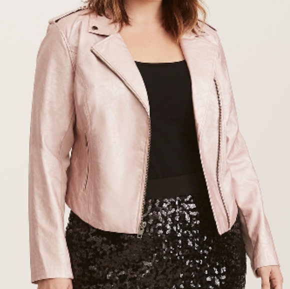 torrid | Jackets & Coats | Torrid Rose Gold Faux Leather Moto Jacket ...